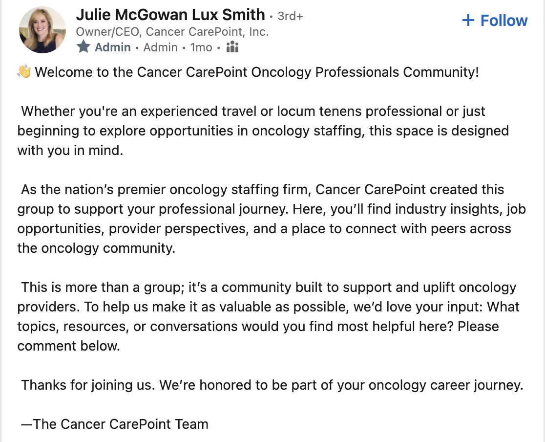 Introducing our Oncology Professionals Group | Cancer CarePoint